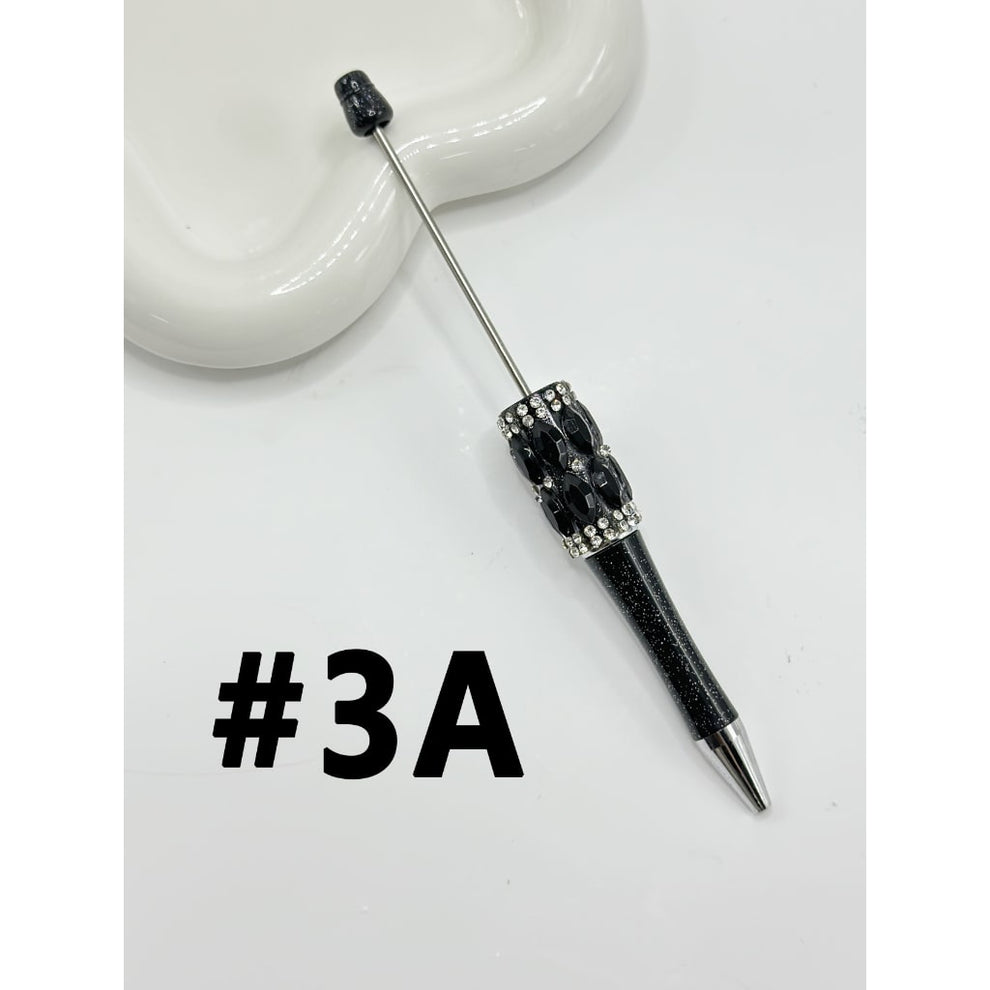 DIY Beadable Plastic Pen with Clear Rhinestones Chain Oval-rhomboid Di ...