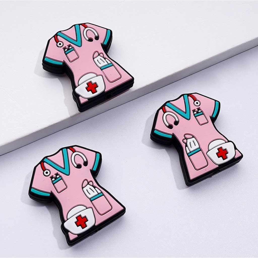 Teal Pink Color Nurse Uniform with Nurse Hat Stethoscope Silicone Foca ...