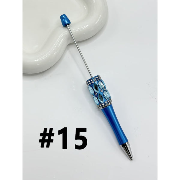 DIY Beadable Plastic Pen with Clear Rhinestones Chain Oval-rhomboid Di ...