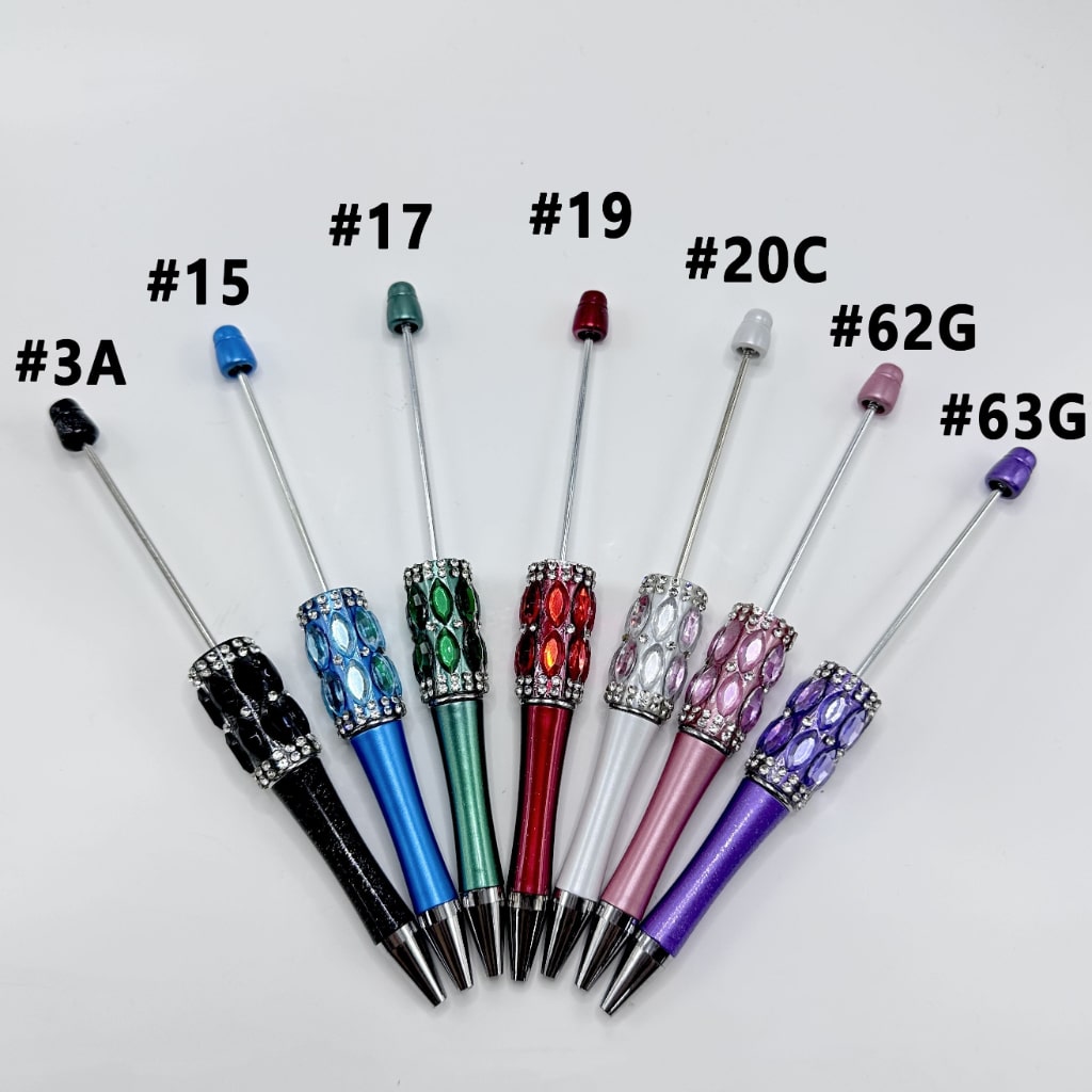 DIY Beadable Plastic Pen with Clear Rhinestones Chain Oval-rhomboid Di ...