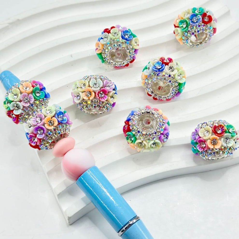 Bling Bling Mini Cute Flower Clear Rhinestone Inside AB Rhinestone Cha ...