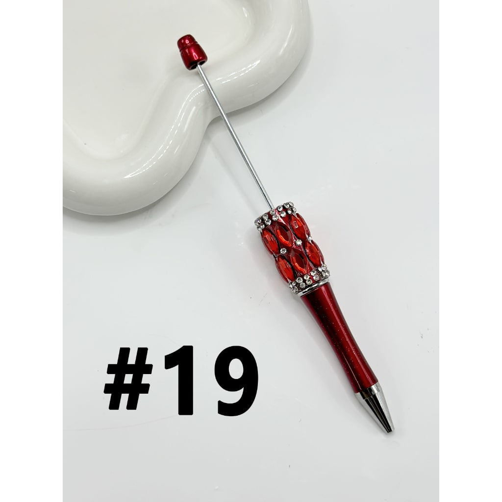 DIY Beadable Plastic Pen with Clear Rhinestones Chain Oval-rhomboid Di ...