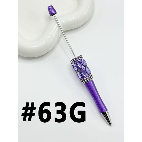 DIY Beadable Plastic Pen with Clear Rhinestones Chain Oval-rhomboid Di ...
